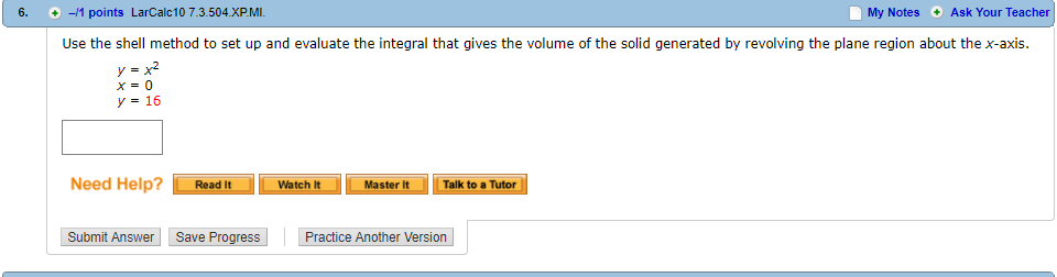 Solved 6. + -11 points LarCalc 107. 3.504XP MI My Notes Ask | Chegg.com
