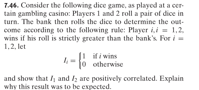 Solved 7.46. Consider the following dice game, as played at | Chegg.com
