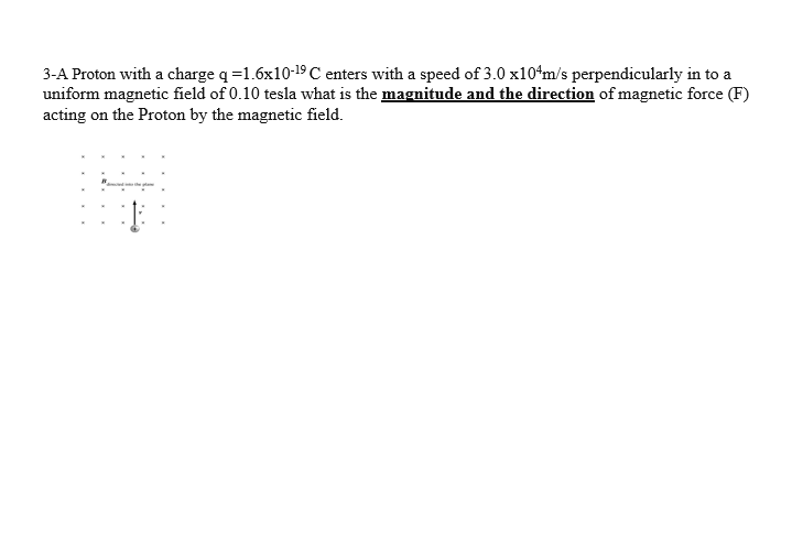 Solved A Proton with a charge q = 1.6 times 10^-19 C enters | Chegg.com