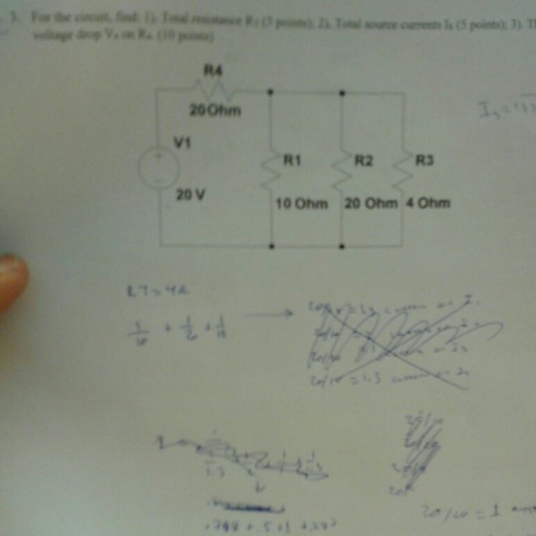 Solved R4 200hm Vi R1 R2 R3 20 V 10 Ohm 20 Ohm 4 0hm | Chegg.com