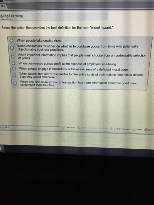 Solved Select the option that provides the best definition | Chegg.com