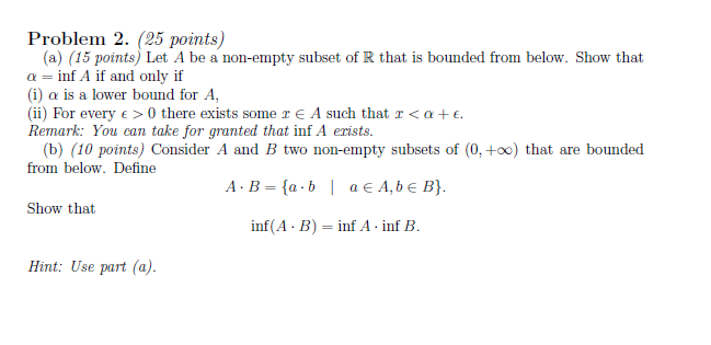 Solved Let A be a non-empty subset of R that is bounded from | Chegg.com