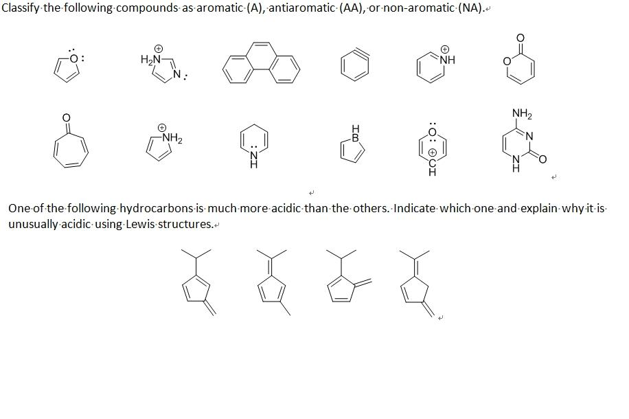 Solved Classify the following compounds as aromatic (A), | Chegg.com