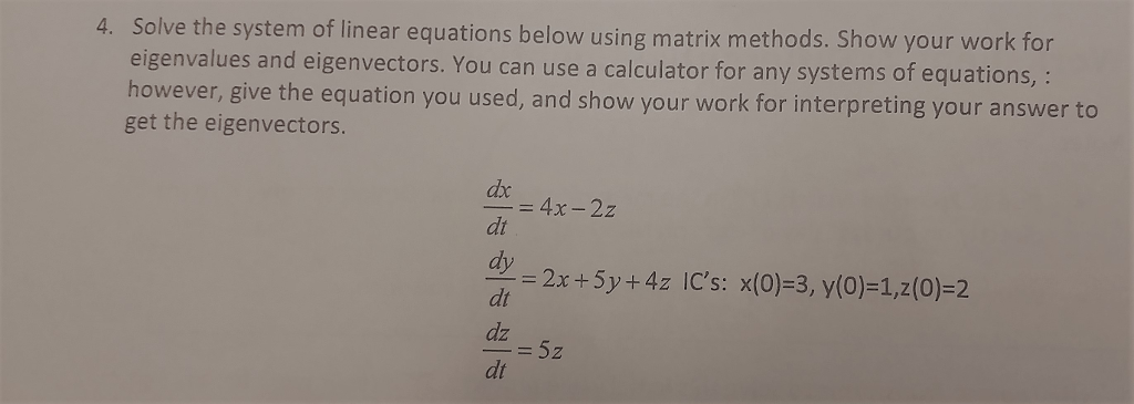 Solved Solve the system of linear equations below using | Chegg.com