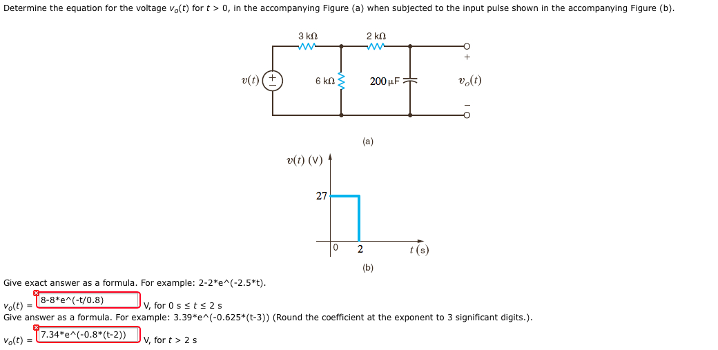 Determine the equation for the voltage v0(t) for t > | Chegg.com
