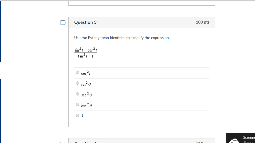 Solved Use the Pythagorean identities to simplify the | Chegg.com