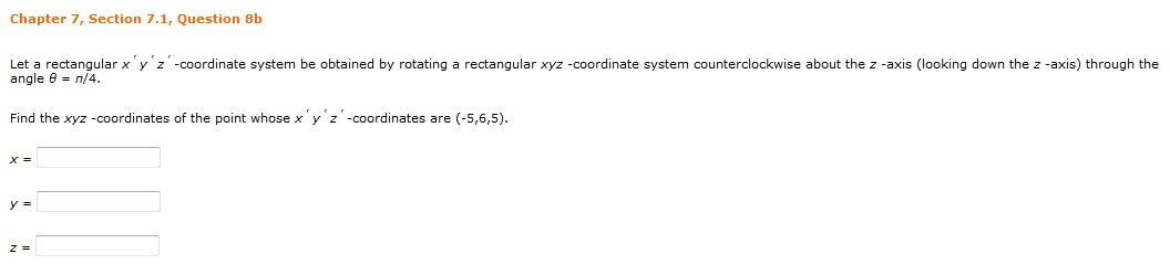 Solved Let a rectangular x ' y ' z ' -coordinate system be | Chegg.com