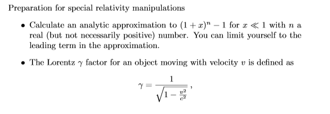 Solved Preparation for special relativity manipulations . | Chegg.com