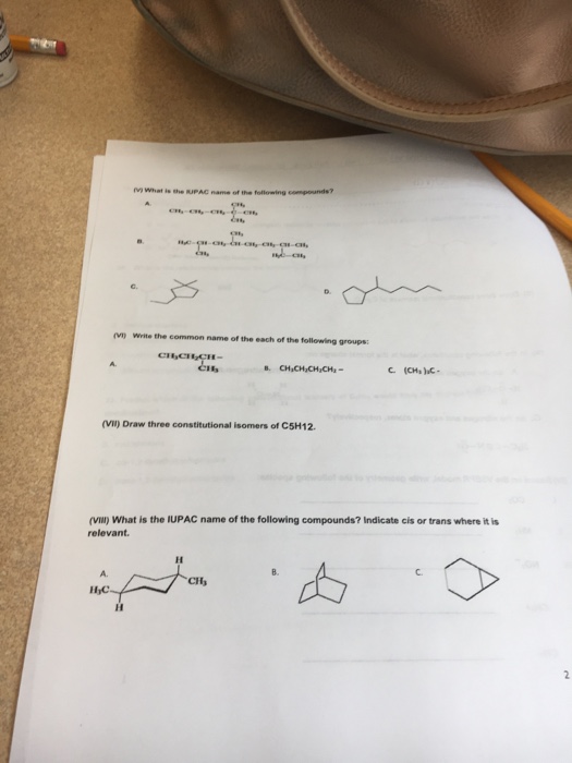 Solved What is the IUPAC name of the following compounds? | Chegg.com