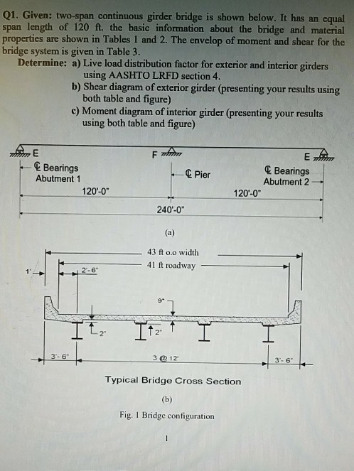 Q1. Given: two-span continuous girder bridge is shown | Chegg.com