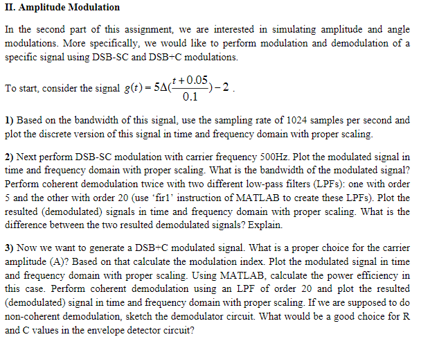 Ii Amplitude Modulation In The Second Part Of This