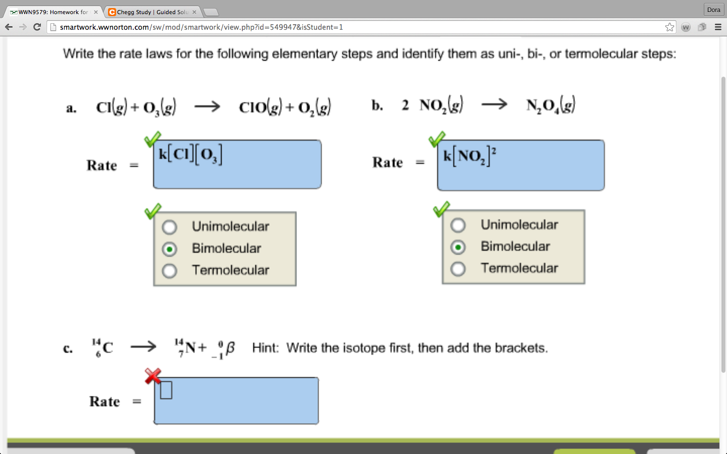 Solved Write the rate laws for the following elementary | Chegg.com