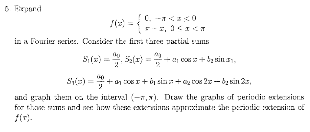 Solved Expand f(x) ={0, -pi