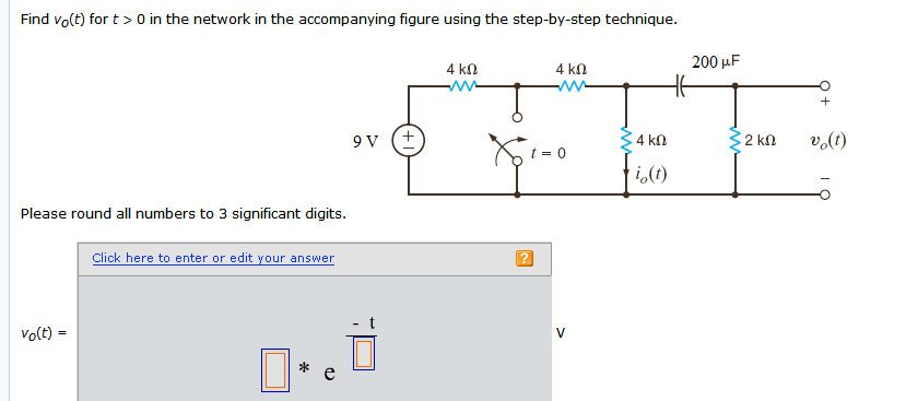 Solved Find vc(t) for t > 0 in the network in the | Chegg.com