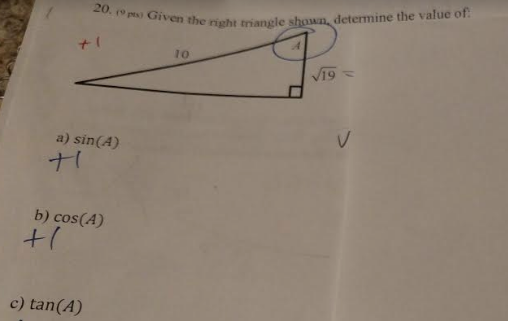 Solved 20. (9rn, Given the nght triangle ine the value of | Chegg.com