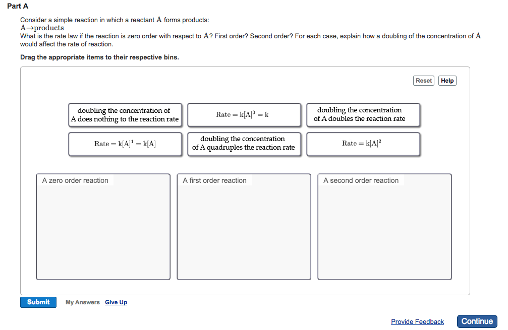 Solved Consider a simple reaction in which a reactant A | Chegg.com