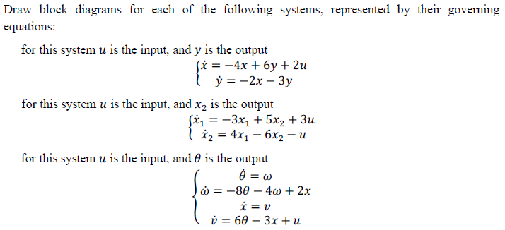 Solved Draw block diagrams for each of the following | Chegg.com