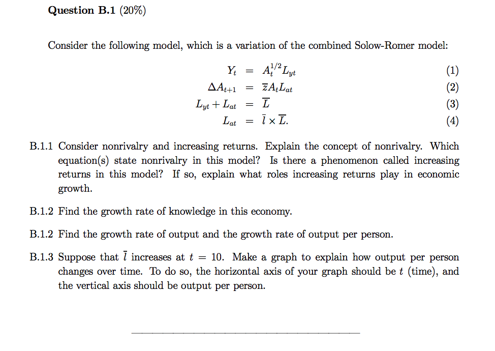 Question 3.1 (20%) Consider the following model, | Chegg.com