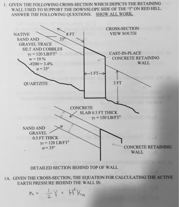 Solved 1. GIVEN THE FOLLOWING CROSS-SECTION WHICH DEPICTS | Chegg.com