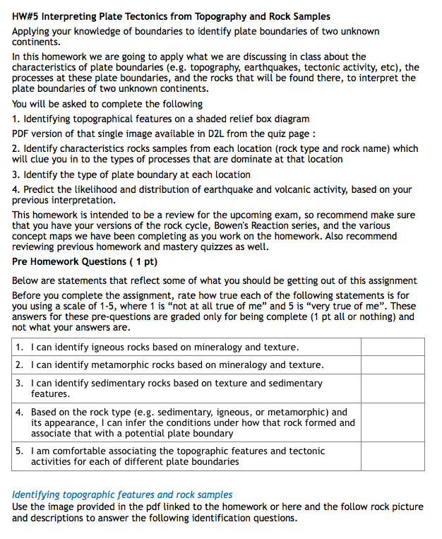Solved HW#5 Interpreting Plate Tectonics from Topography and | Chegg.com