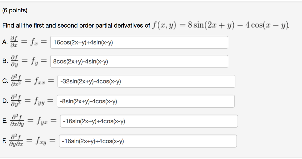 Solved Find all the first and second order partial | Chegg.com