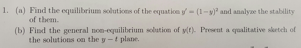 Solved Find the equilibrium solutions of the equation y' = | Chegg.com