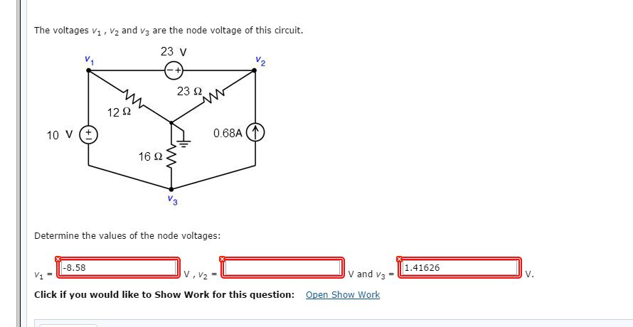 Solved The voltages V1 , V2 and V3 are the node voltage of | Chegg.com