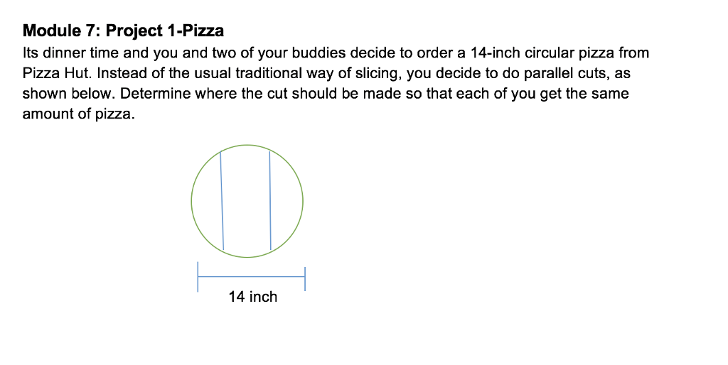 Solved Module 7: Project 1-Pizza Its dinner time and you and | Chegg.com
