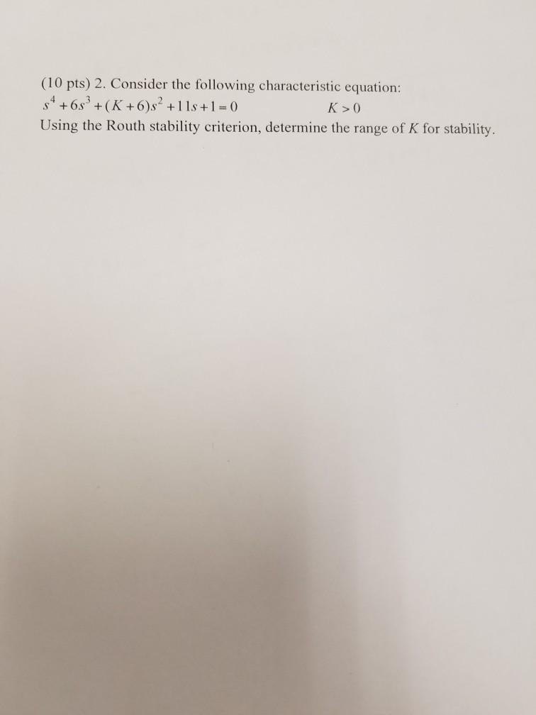 Solved (10 pts) 2. Consider the following characteristic | Chegg.com