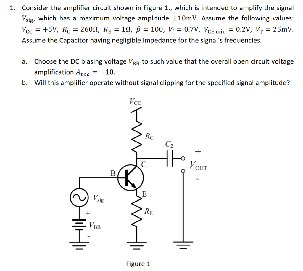 Solved Consider The Amplifier Circuit Shown In Figure 1