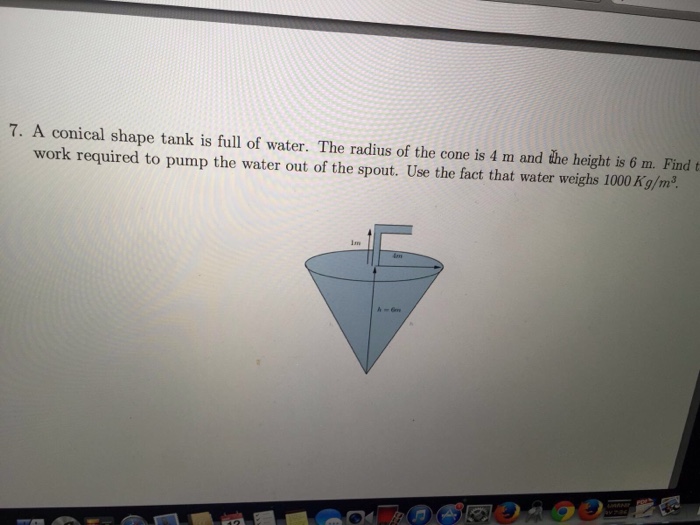 Solved A conical shape tank is full of water. The radius of | Chegg.com