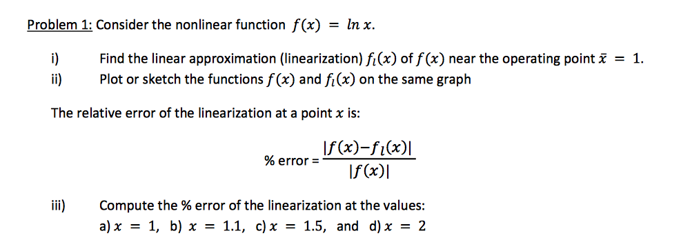 Solved Problem 1 Consider The Nonlinear Function F X Mx