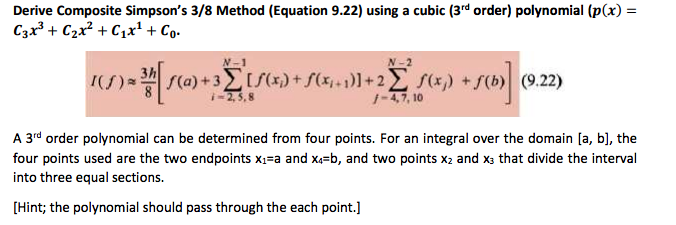 Solved Derive Composite Simpson's 3/8 Method (Equation 9.22) | Chegg.com