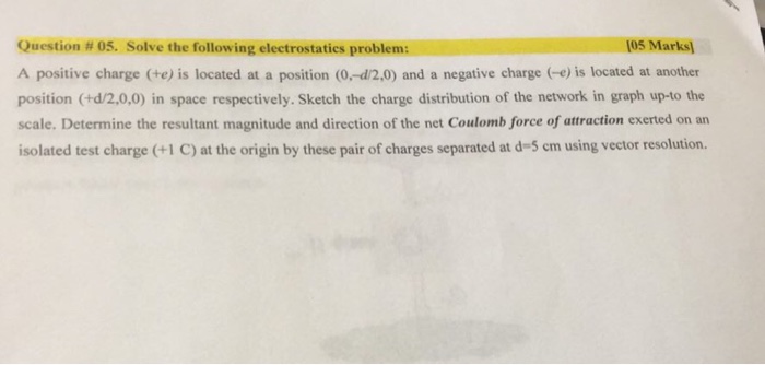 Solved Solve the following electrostatics problem: A | Chegg.com