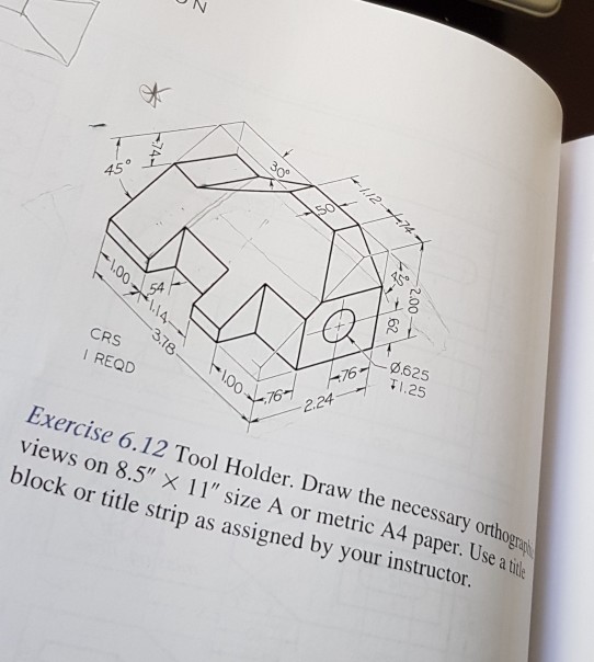 Solved Tool Holder. Draw the necessary orthographic views | Chegg.com