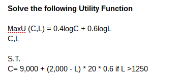Solved Solve the following Utility Function Max U (C, L) = | Chegg.com
