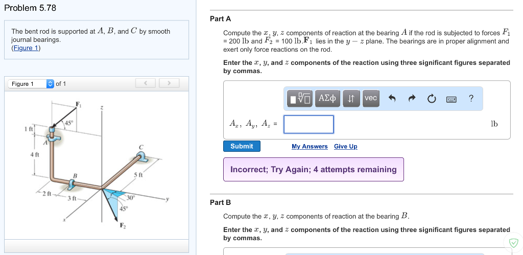 Solved Compute the x, y, z components of reaction at the | Chegg.com