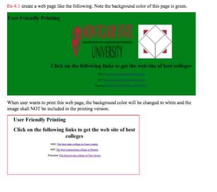 Solved Ex-4.1 create a web page like the following. Note the | Chegg.com