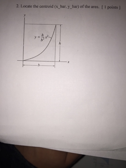 Solved Locate the centroid (x_bar, y_bar) of the area. | Chegg.com
