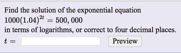 Solved Find the solution of the exponential equation 1000( | Chegg.com