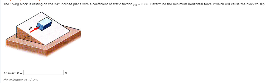 Solved The 15-kg block is resting on the 24° inclined plane | Chegg.com