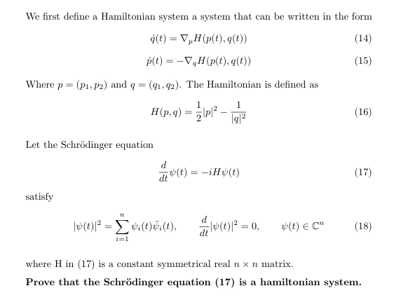 Solved We first define a Hamiltonian system a system that | Chegg.com
