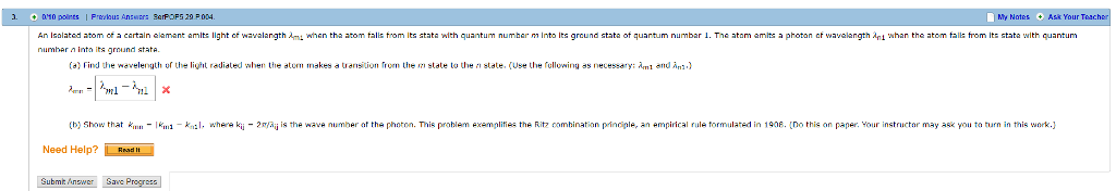 Solved An Isolated Atom Of A Certain Element Emits Light 9890