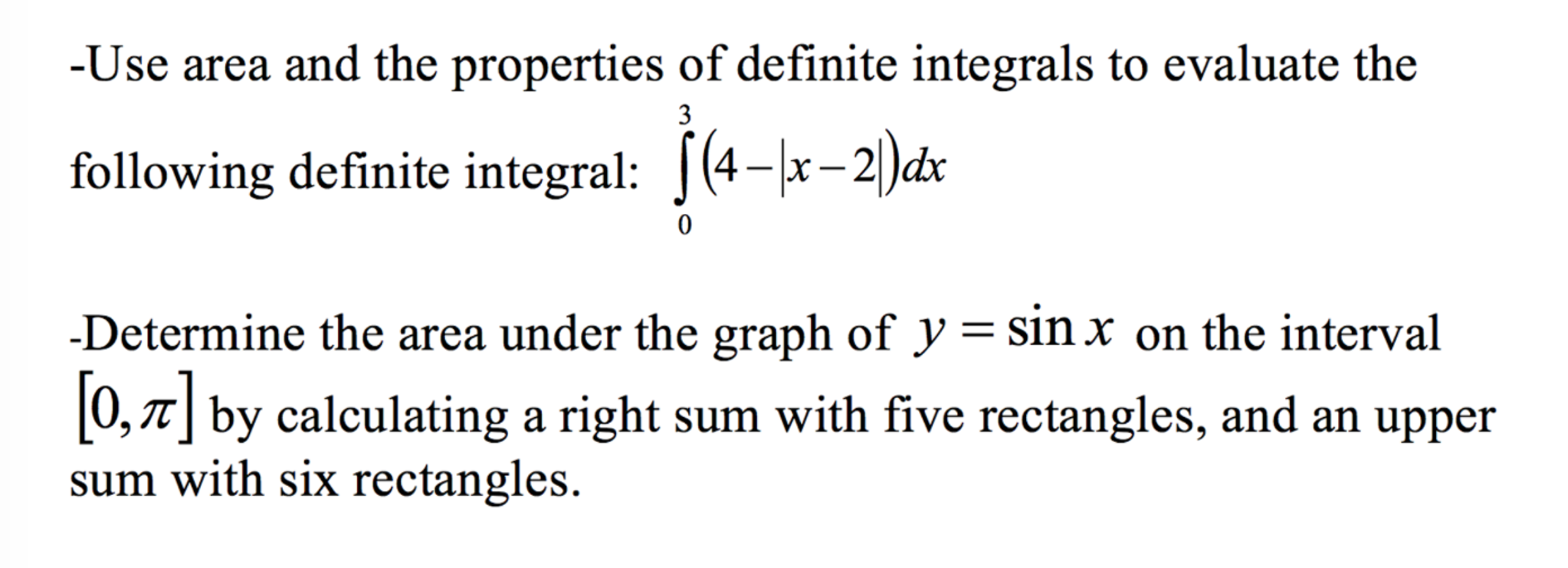 Solved Use area and the properties of definite integrals to | Chegg.com