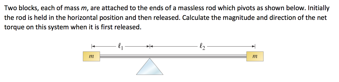 Solved Two blocks, each of mass m, are attached to the ends | Chegg.com