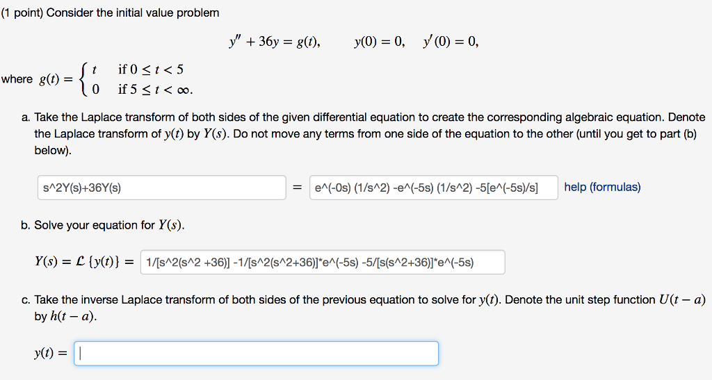 Solved (1 point) Consider the initial value problem where | Chegg.com