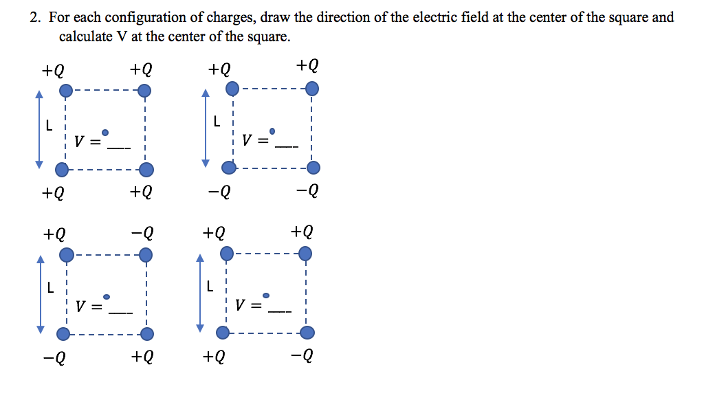 Solved 2. For each configuration of charges, draw the | Chegg.com