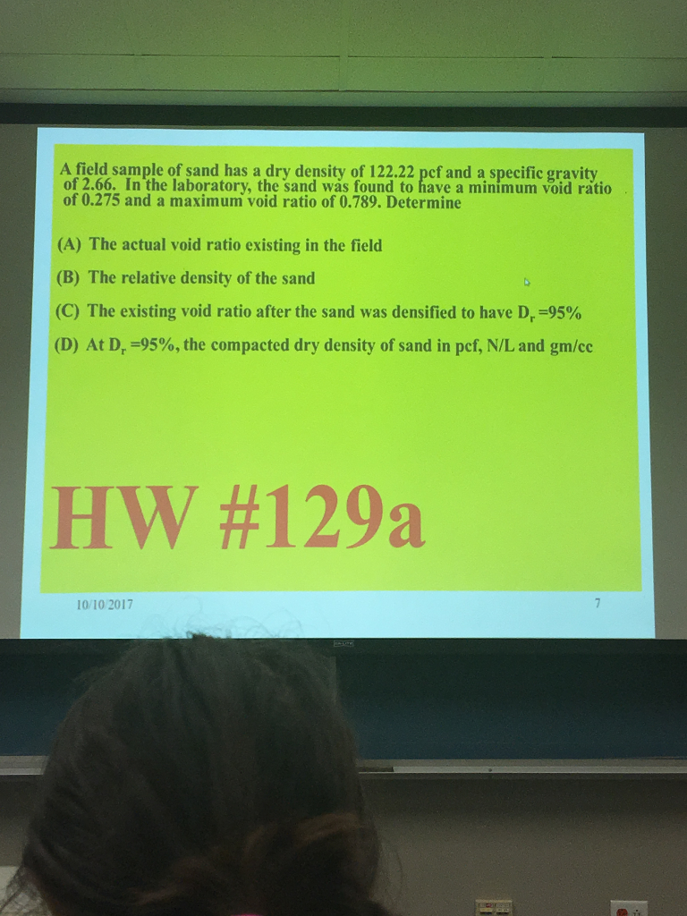 Solved A field sample of sand has a dry density of 122.22 | Chegg.com