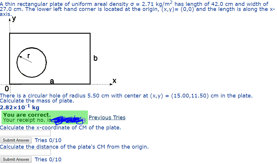 Solved thin rectangular plate of uniform areal density ? = | Chegg.com