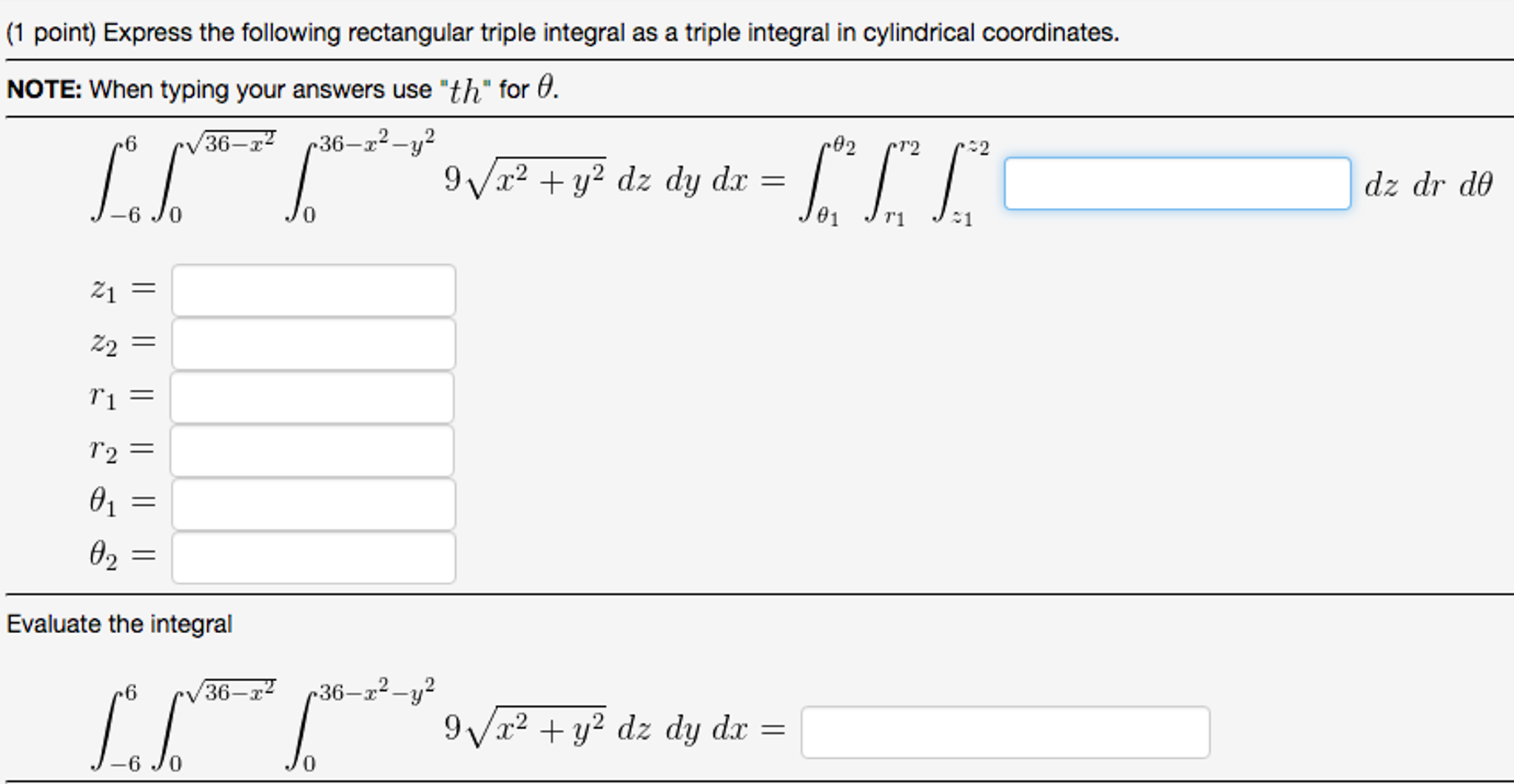 Solved Express the following rectangular triple integral as | Chegg.com